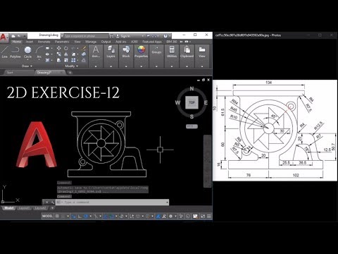 Autocad 2d Practice Drawing for Beginners - Exercise 12 (Basic to advance level )