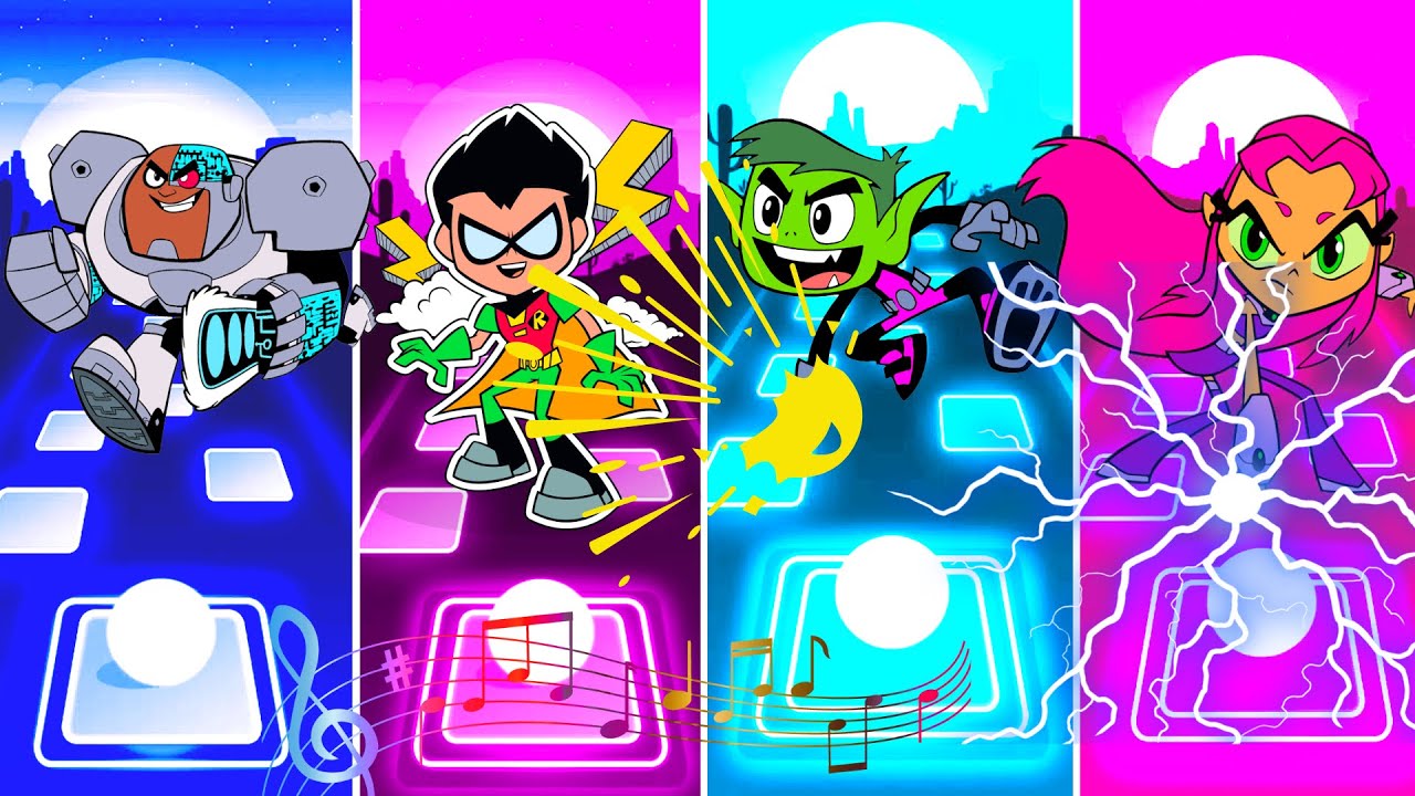 TEEN TITANS GO! Cyborg vs BEAST BOY vs ROBIN vs STARFIRE - TILES HOP ...
