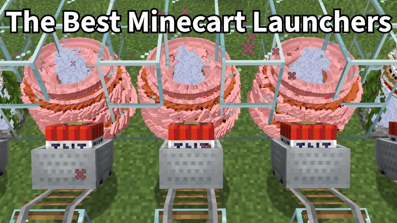 I Built Super Speed Minecart Launchers in Minecraft (Compilation) - YouTube