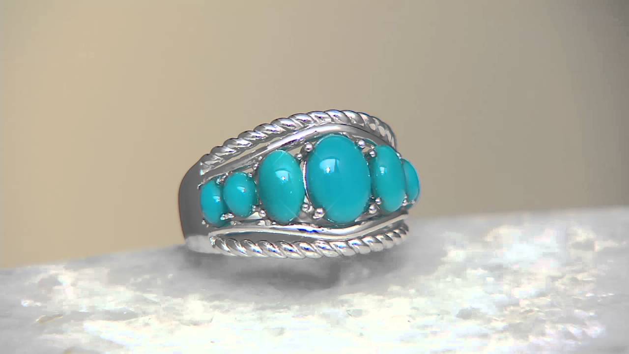 Sleeping Beauty Turquoise Sterling Silver Band Ring on QVC - YouTube