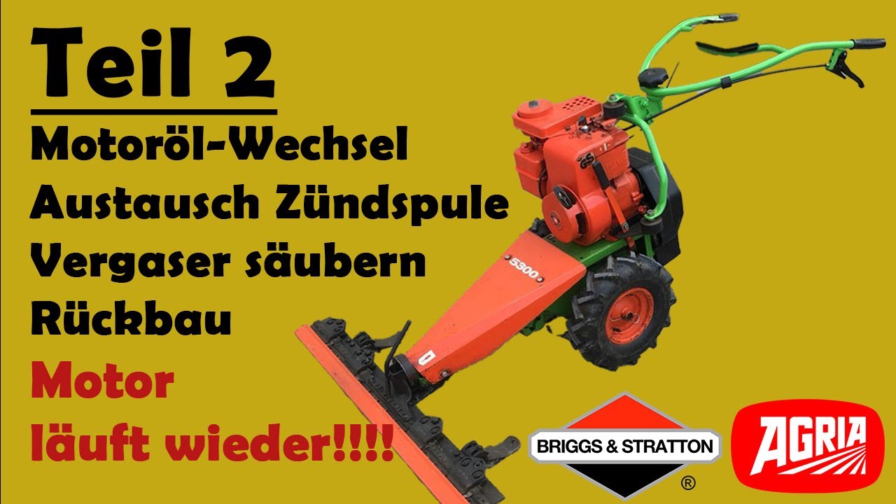 Teil 2 Agria 5300 Balkenmäher Kein Zündfunke Vergaser Membran tauschen ...