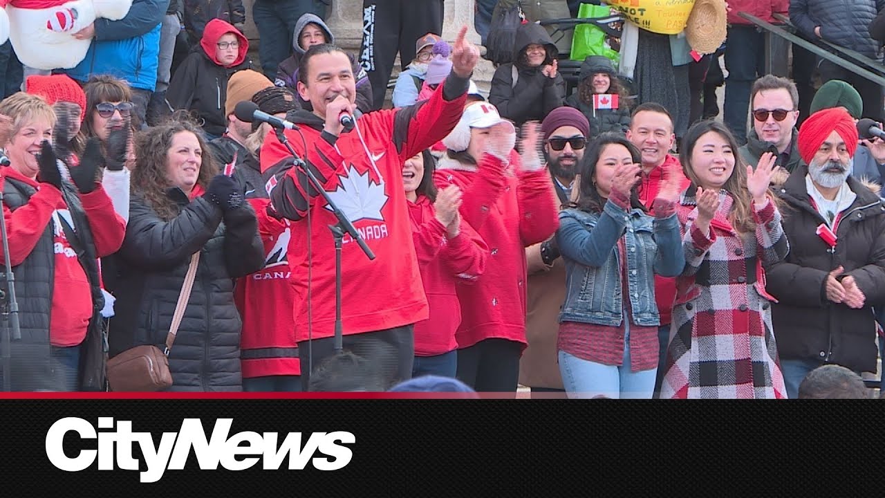 Premier Wab Kinew hosts ‘Rally for Canada’ in Winnipeg - YouTube