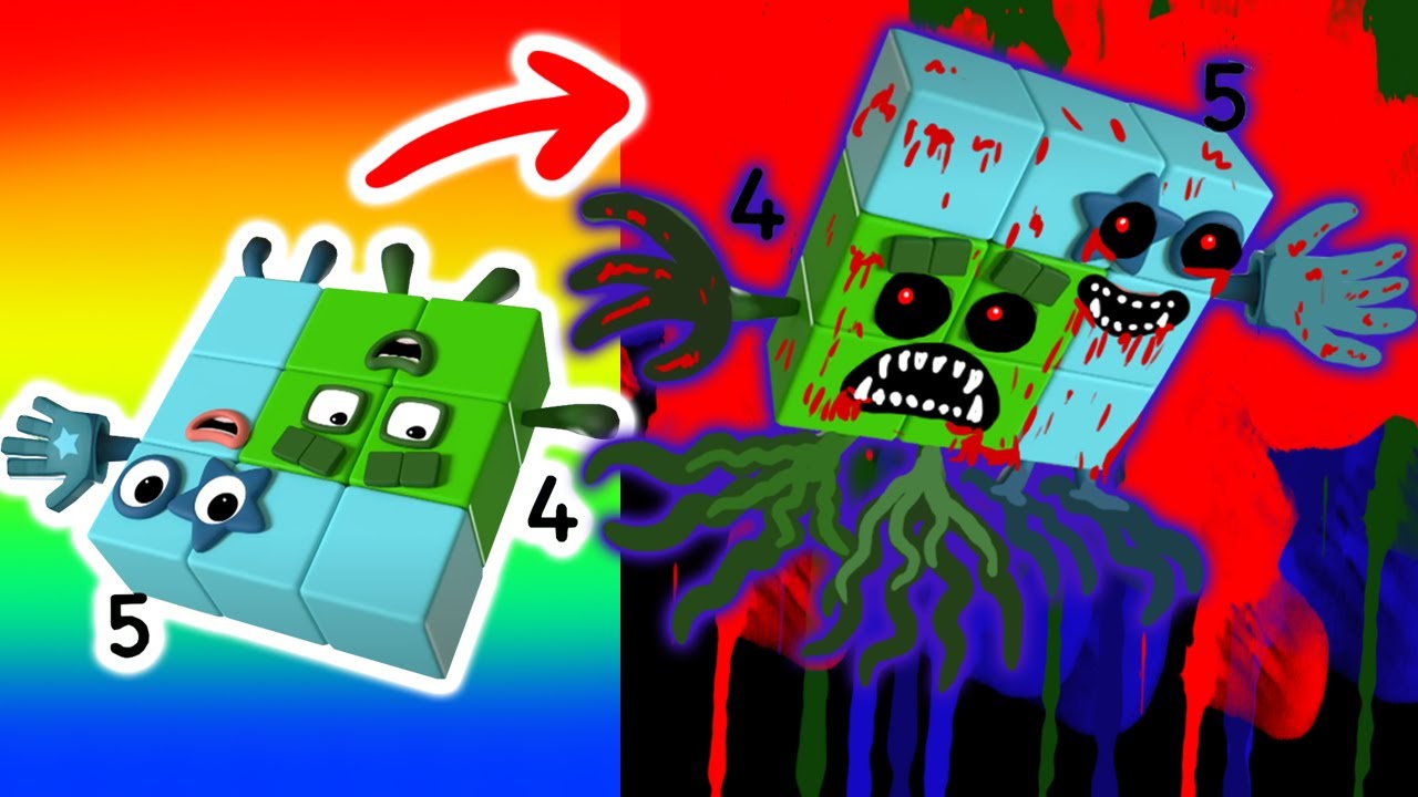 Numberblocks - Split Numbers Make 4 5 as HORROR VERSION - YouTube