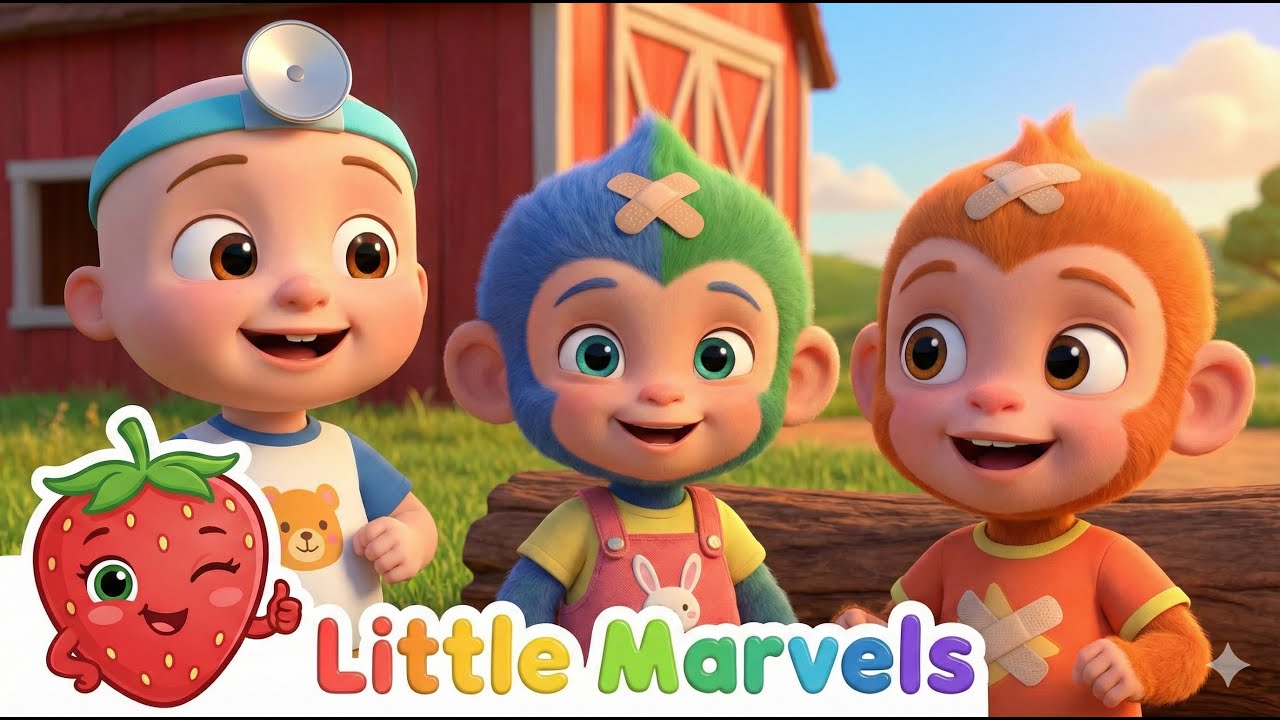 Five Little Monkeys + Animal Names for Kids | Nursery Rhymes & Songs ...