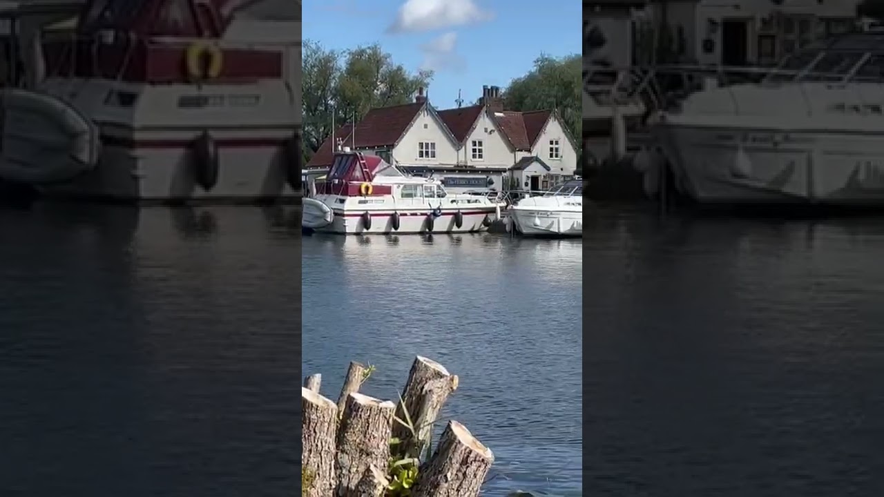 Check out all the private boats moored at the Surlingham ferry inn! # ...