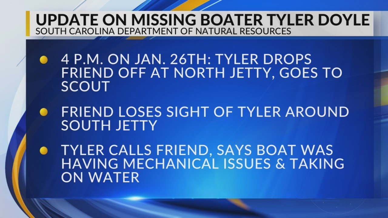 SCDNR: No foul play suspected in case of missing boater Tyler Doyle ...