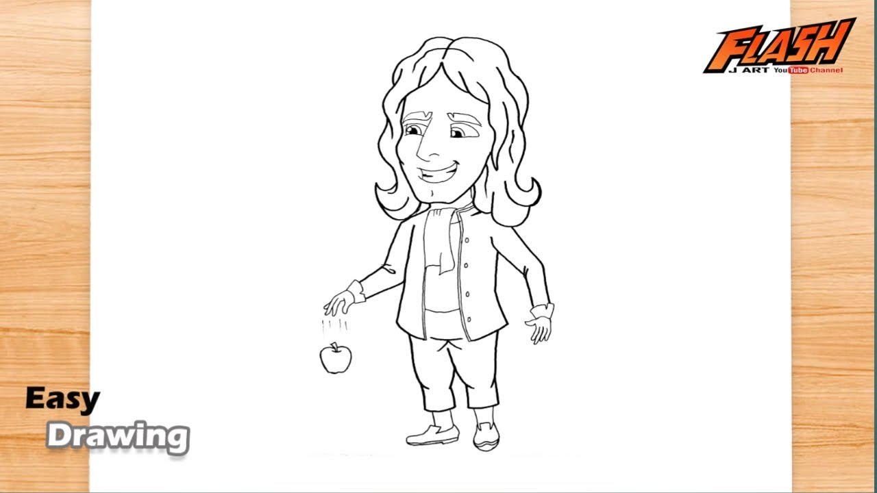 how to draw isaac newton - YouTube