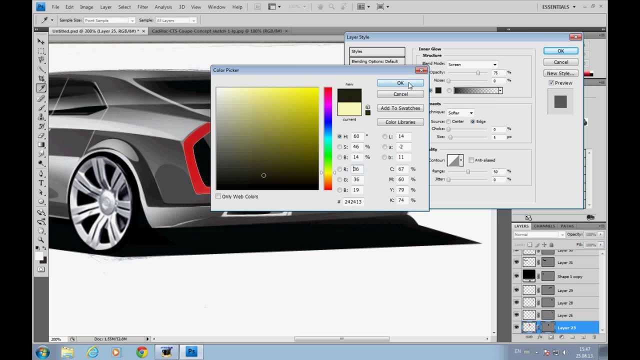 car sketch photoshop tutorial - YouTube