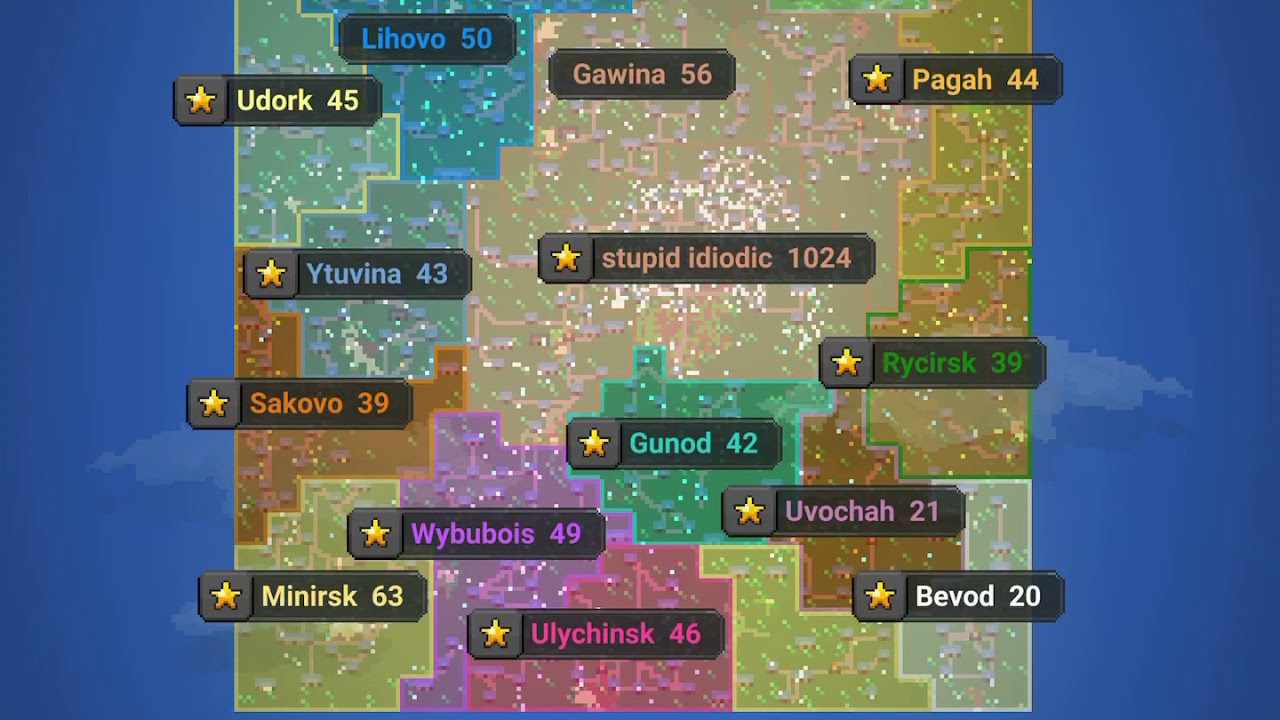 A timelapse of villages covering the entire map in world box - YouTube