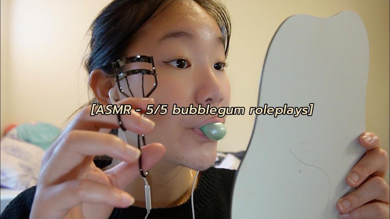 [ASMR] get ready with me w/ gum | bubblegum asmr, gum chewing, asmr roleplay, GRWM, skincare ...