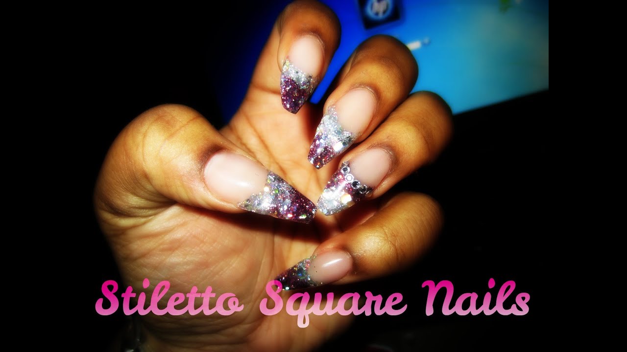 Stiletto Square Acrylic Nails - YouTube