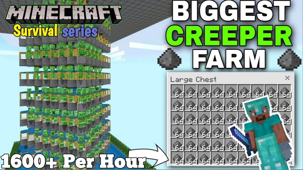 I Built Best Creeper Farm For Minecraft Pe 1.20 Survival Series (#19 ...