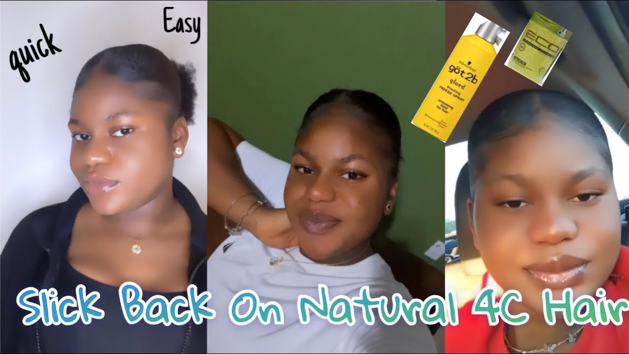 HOW TO: Middle Part Slick Back| Natural 4C Hair| Quick & EASY!! - YouTube