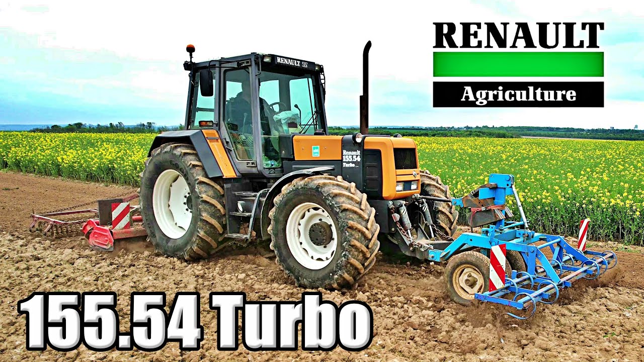 Tracteur Renault 155.54 Turbo préparation semis maïs 2024 😍 !!! - YouTube