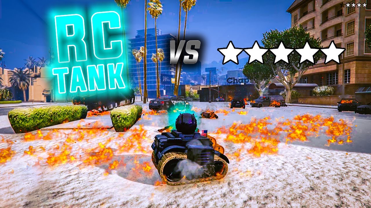 GTA 5 Online Invade And Persuade RC Tank vs 5 Star Police! Can It ...