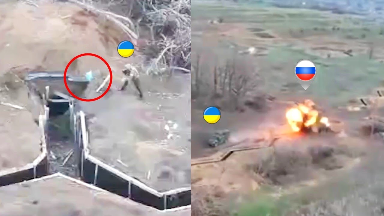 Ukrainian soldier blows up the Russian dug-out with an TM-62 anti-tank ...