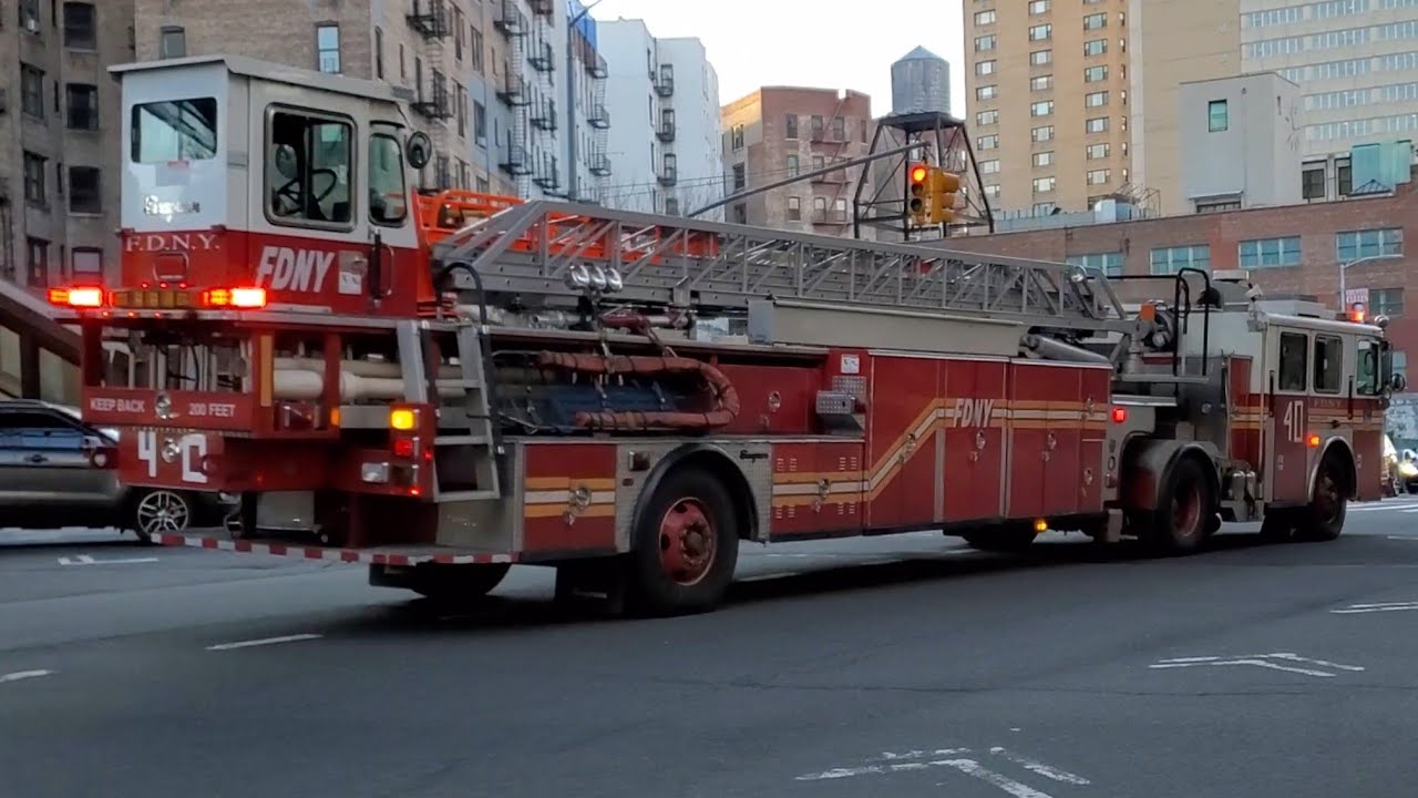 FDNY Tiller Ladder 40 Responding With Rumblers And Airhorns On West ...