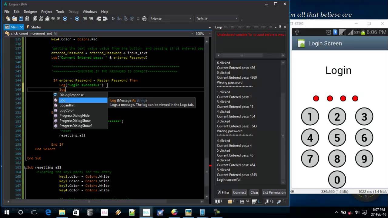 B4A Beginner Tutorials - Pin Login Part 4 Final - YouTube