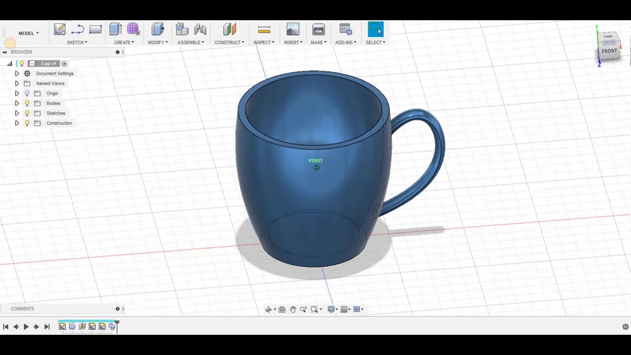 Fusion 360 | Add handle to cup using sweep - YouTube