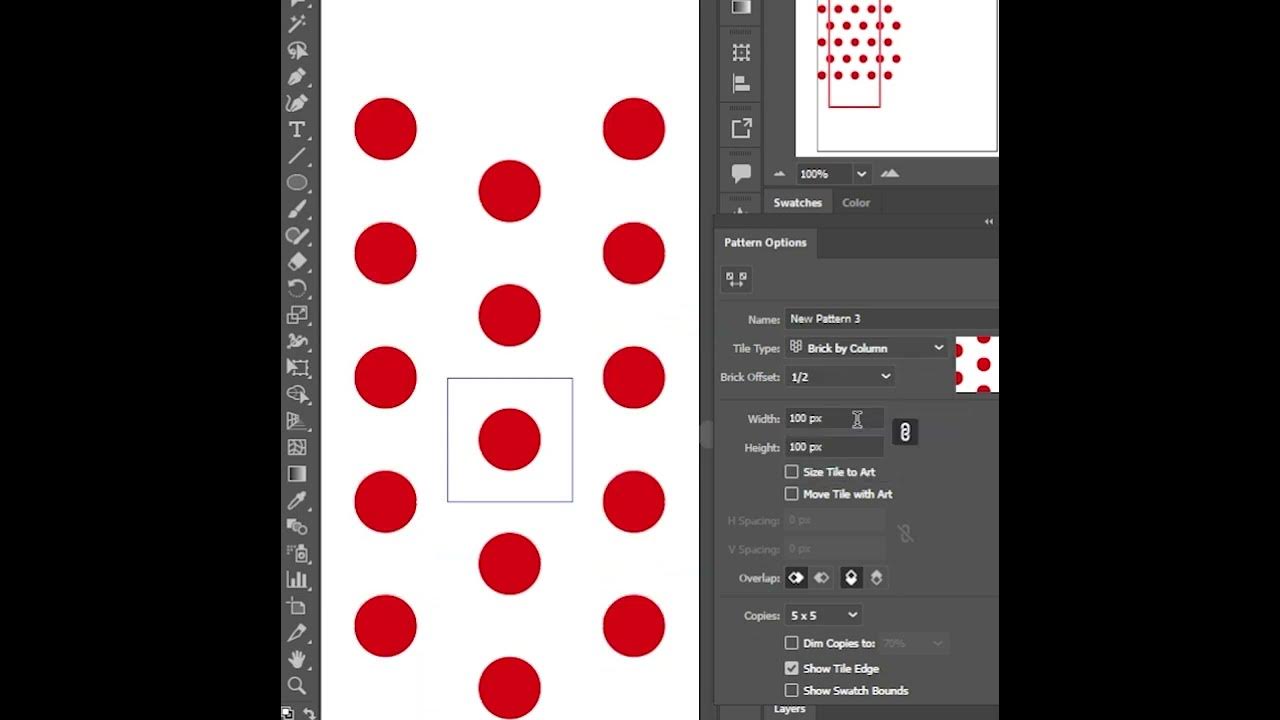 How to make polka half dot checkerboard pattern in illustrator? - YouTube