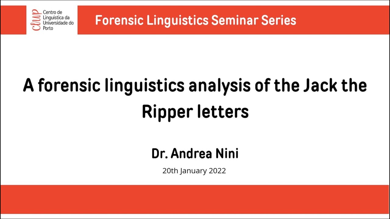 Forensic Linguistics Seminar Series: A forensic linguistics analysis of ...