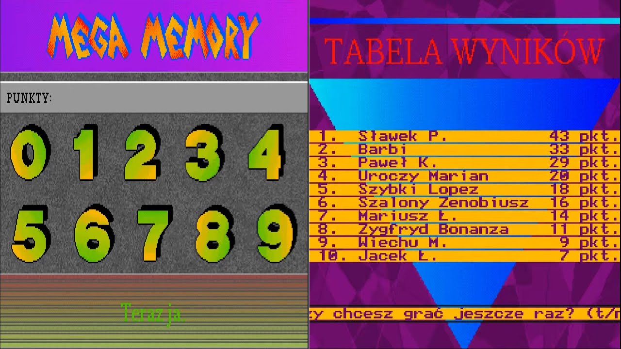 AMIGA Mega Memory NOW WORKS GAME PD PL Slawomir Pniewski Amigowiec 94 ...