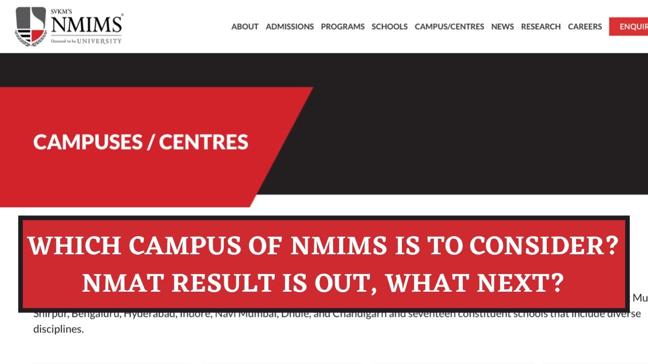 Which Campus Of NMIMS To Consider? | NMAT Result Is Out, What Next ...