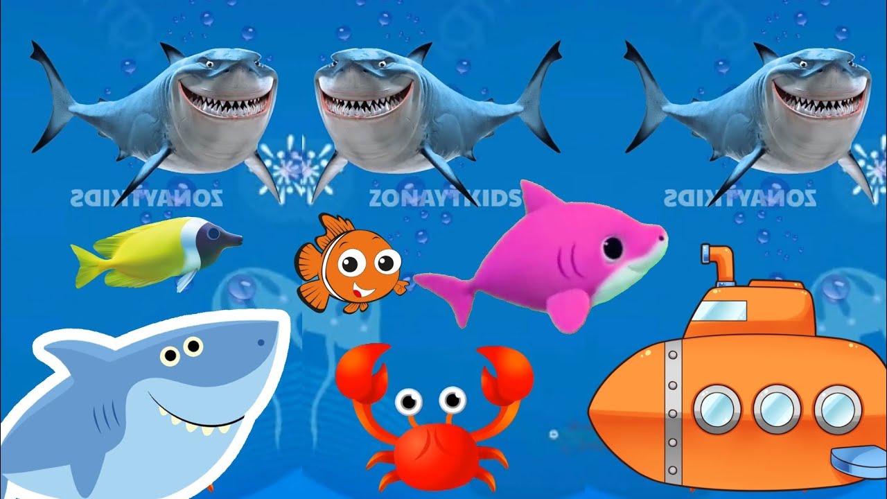 Baby Shark Blue Dance at Ocean | Octopus Dolphin Animals Sea | Baby ...