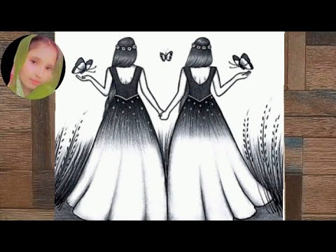 Best friends drawing| How to draw Two best Friends| BFF Drawing -Pencil ...