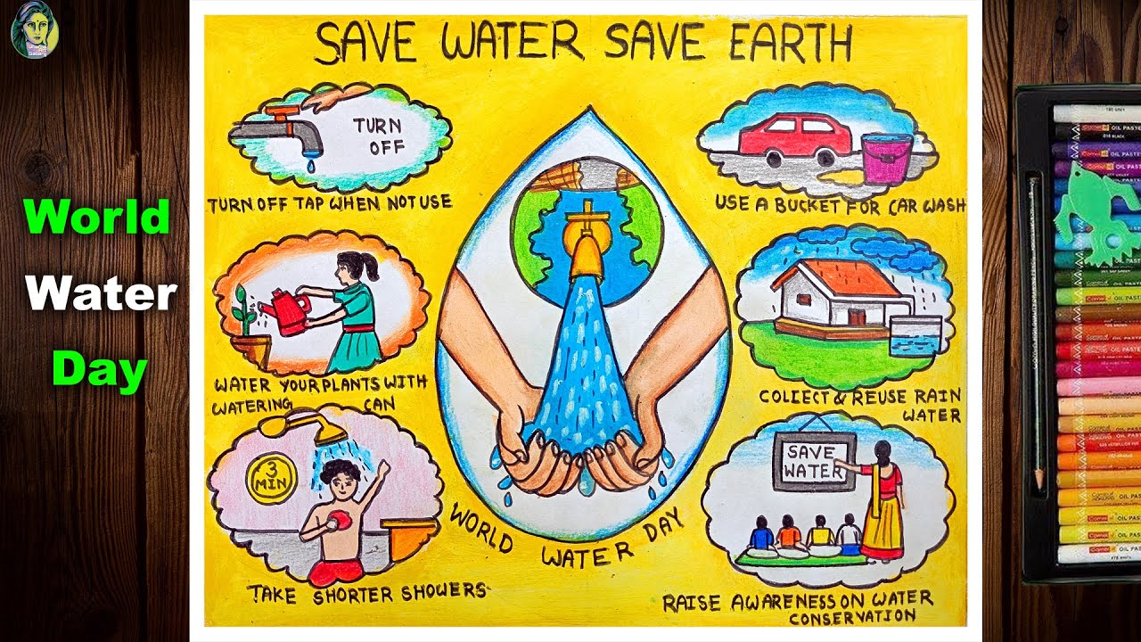 World Water Day Drawing Easy | Save Water Save Earth Drawing | Water ...