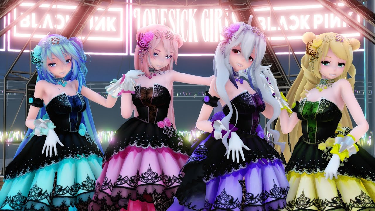 【MMD】BLACKPINK - Lovesick Girls【Miku Luka Haku Rin】(26 models, 12 scenes) [4K] - YouTube