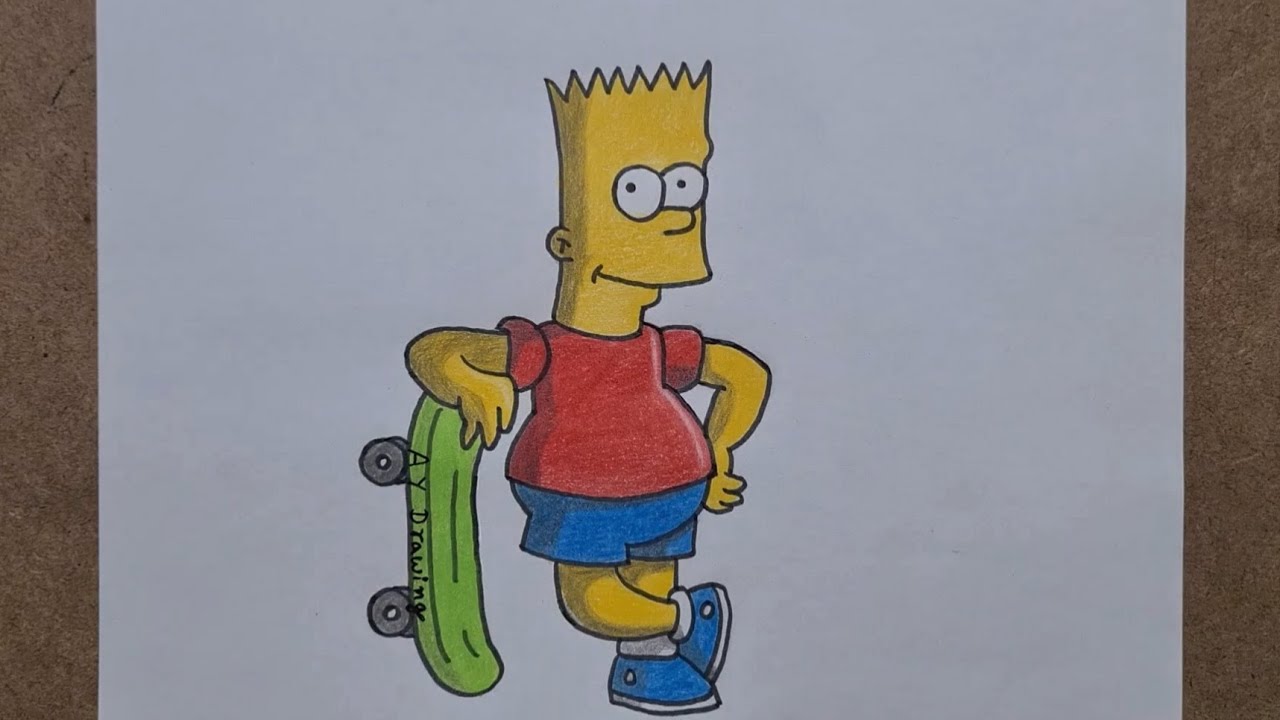 Bart Simpsons Drawing - Freehand Outline & Using Pencils Colour's ...