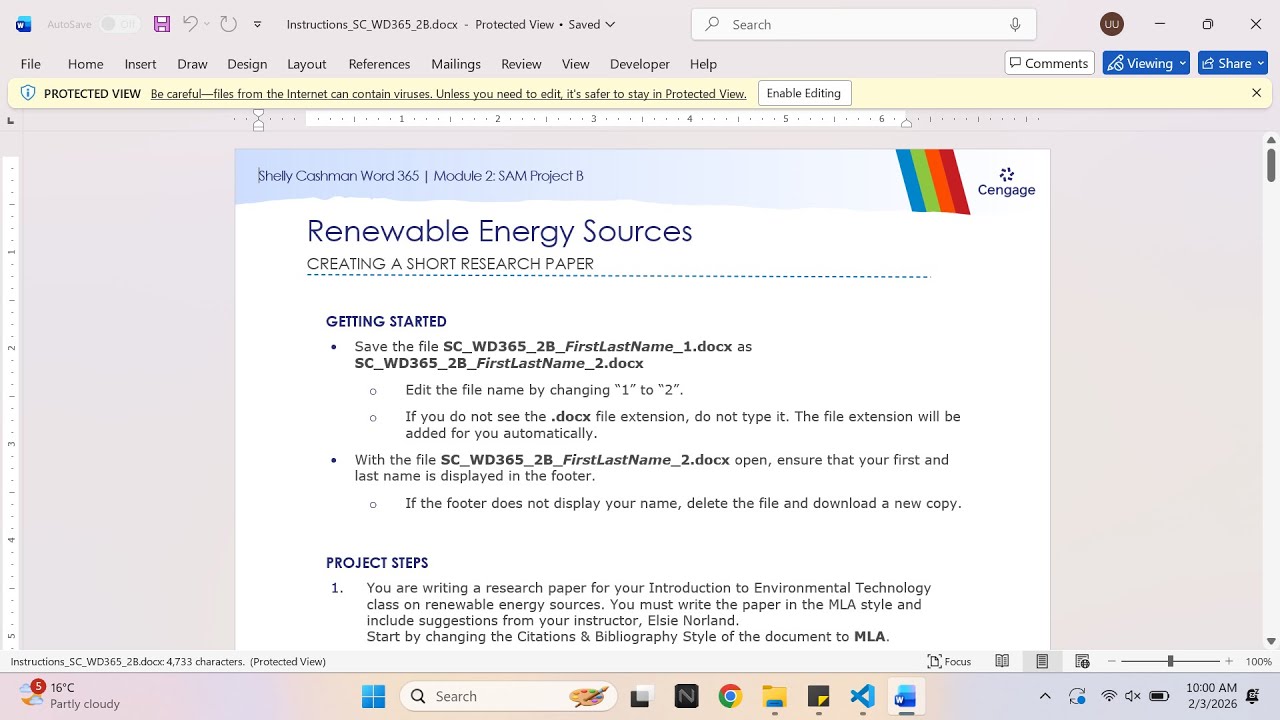 Shelly Cashman Word 365 | Module 2: SAM Project B Renewable Energy ...