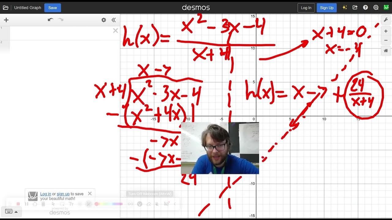 Graphing Rational Functions - A Harder Example Explained - YouTube