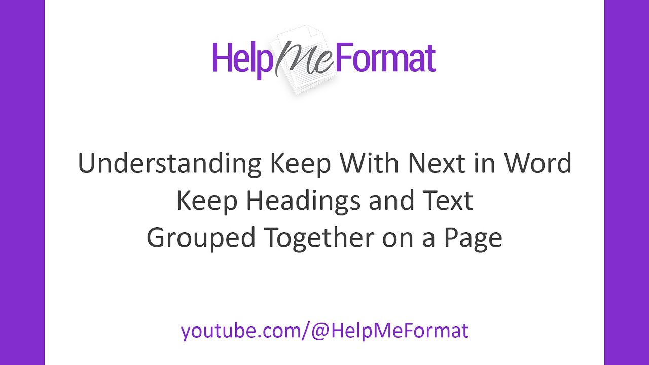 Understanding Keep With Next in Word - Keep Headings and Text Grouped ...