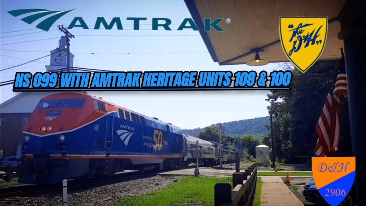 ns 099 with amtrak phase 6 heritage unit numer 108 leading 3 cars and ...