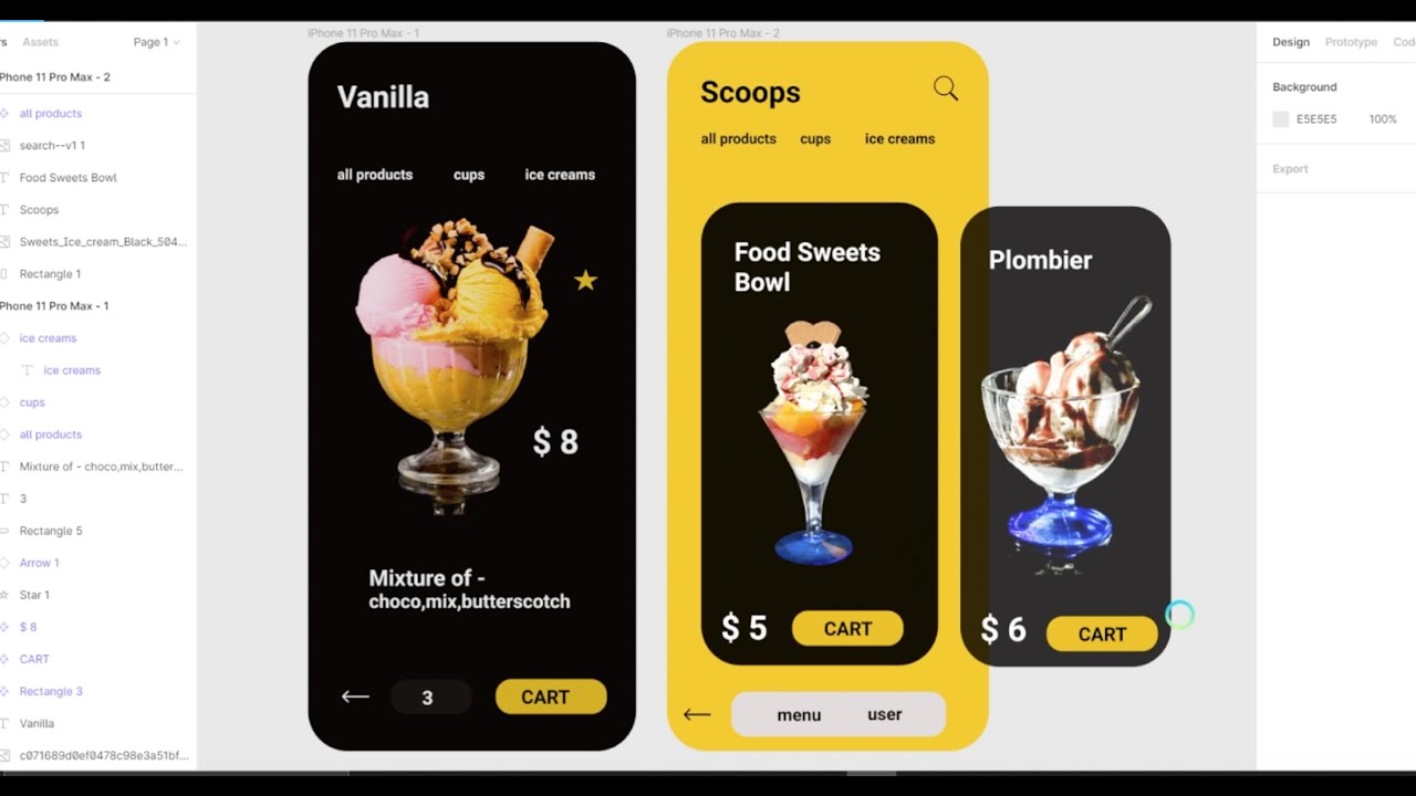 Figma: Ice-cream App UI Design Using Figma | Figma tutorial in hindi ...