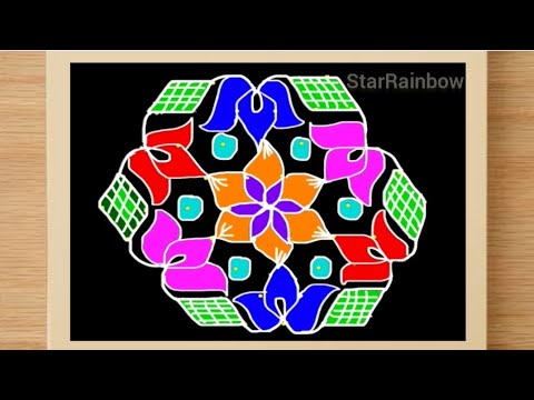 Trendy Animation Lotus Rangoli | 9*5 Dots Flower Rangoli | Onam Special ...