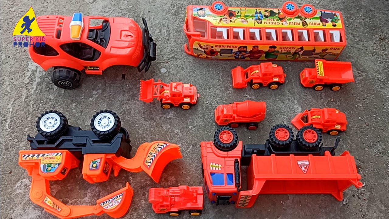 Reviewed Red Color Toy Vehicle- Bulldozer, Bus, Road Roller, Car ...