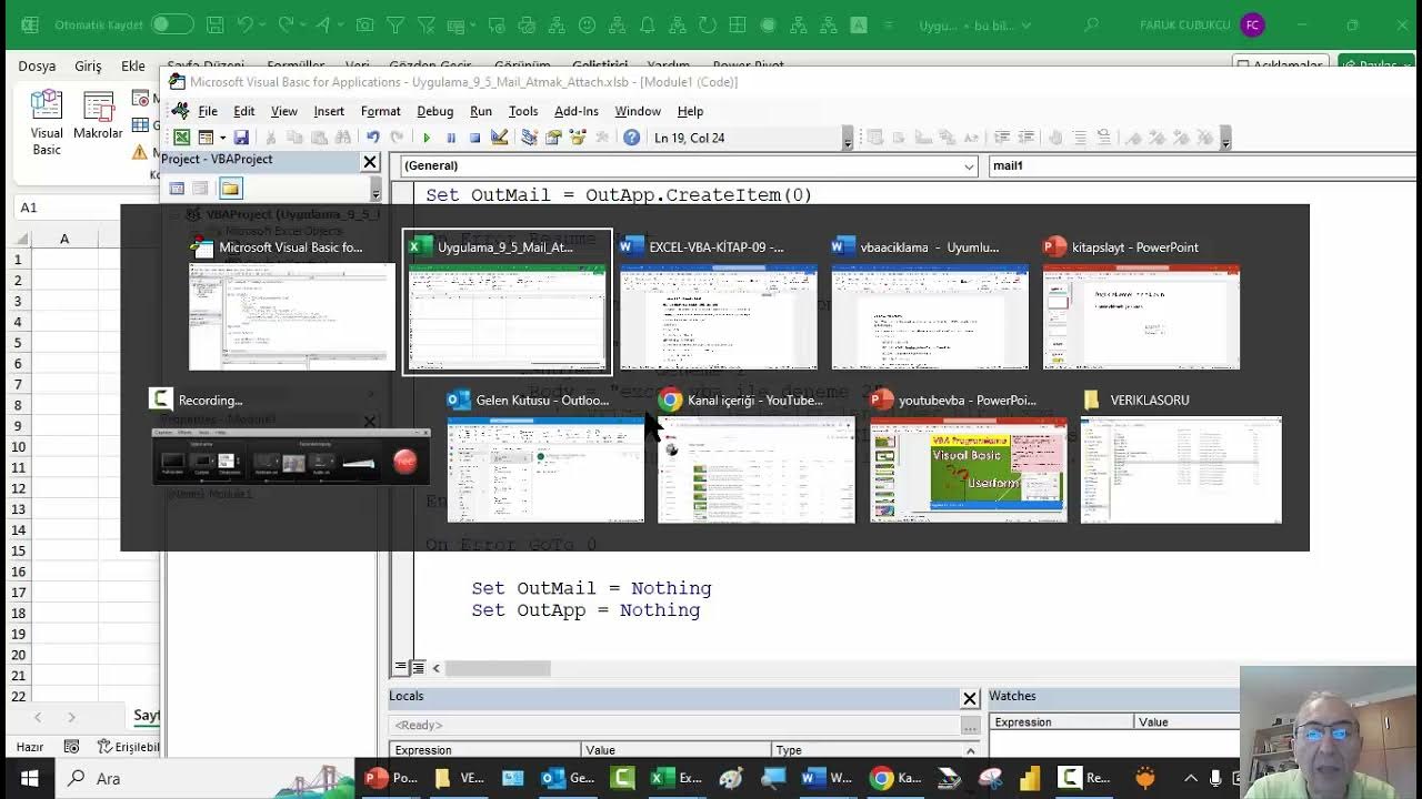 EXCEL VBA PROGRAMLAMA Uygulama 9-5- Mail Atmak - Attach - YouTube