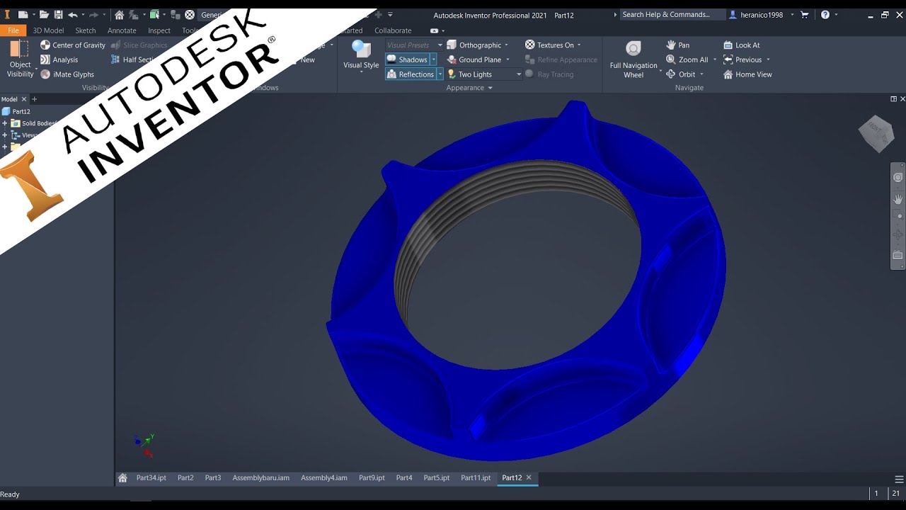 Autodesk inventor Shock Spring Nut - YouTube