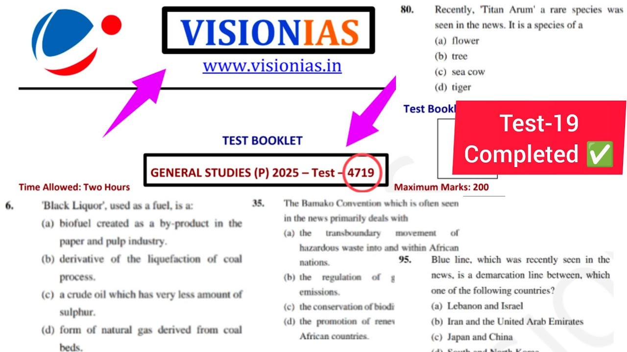Vision ias prelims test 19 | vision ias test 19 completed | vision ias ...