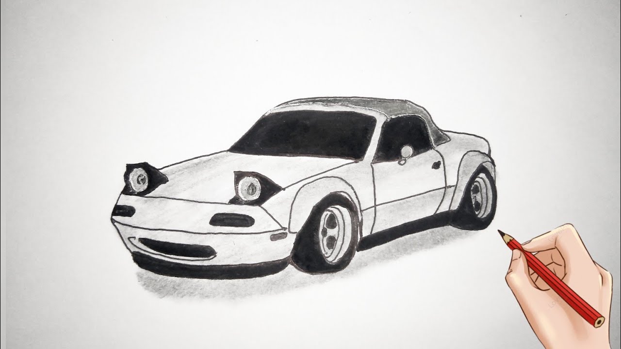 How To Draw Mazda MX-5 Miata | Drawing Mazda MX-5 step by step - YouTube