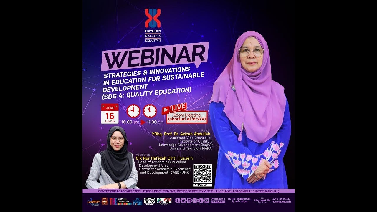 WEBINAR (SDG 4 QUALITY EDUCATION) STRATEGIES & INNOVATIONS IN EDUCATION ...