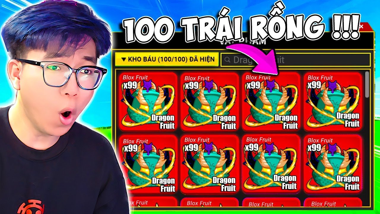 BI HUỲNH HÀNH TRÌNH 24H SỞ HỮU 100 TRÁI RỒNG MỚI TRONG BLOX FRUIT - YouTube