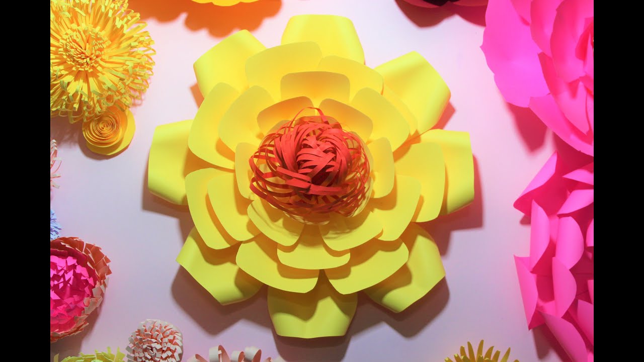 PAPER FLOWER IN YELLOW COLOR | DIY PAPER CRAFT - YouTube