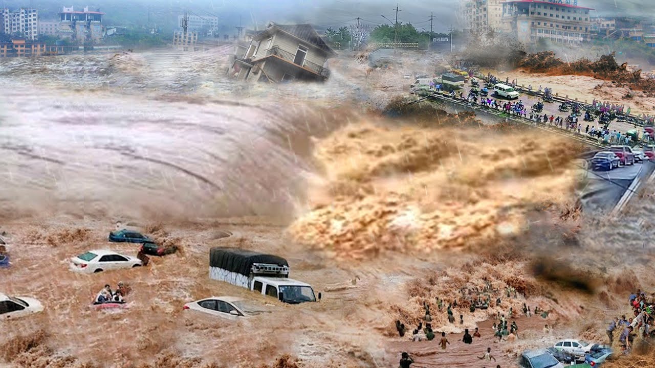 River overflow cause China become a vast ocean! Heavy rain in Haikou cause major flooding - YouTube