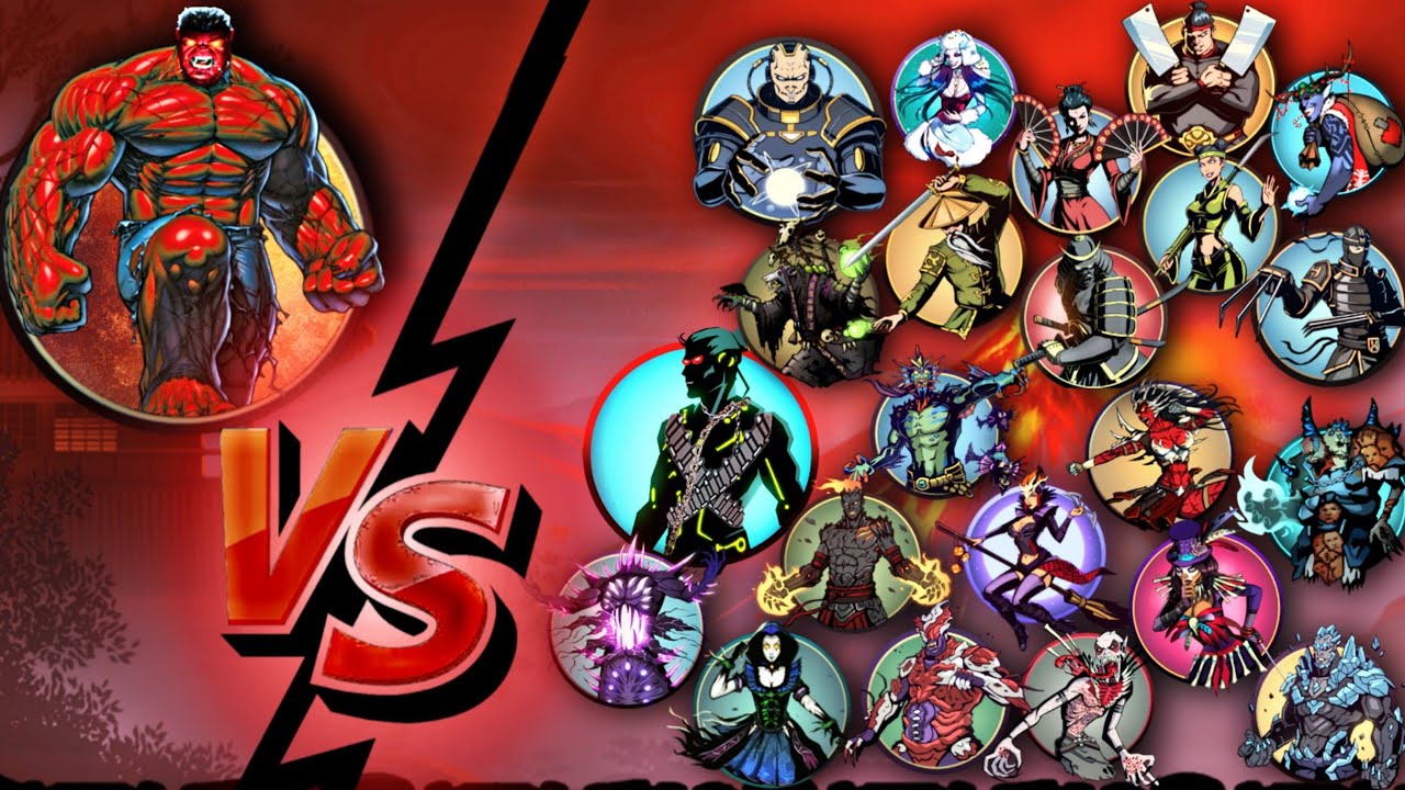 Shadow Fight 2 Red Hulk Vs All Bosses - YouTube