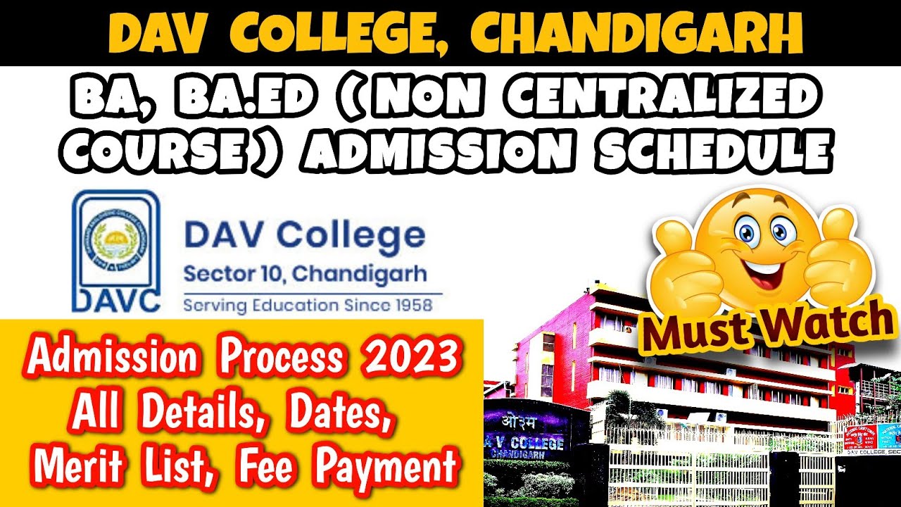 DAV College Chandigarh BA (Non Centralized Course) Admission Schedule ...