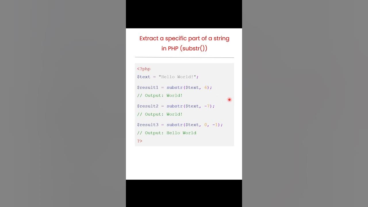 Extract a Specific Part of a String in PHP using substr() - YouTube